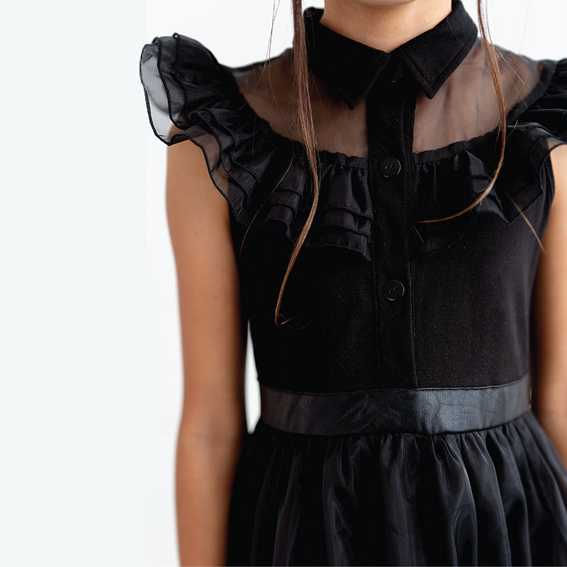 Wednesday Addams Kids Girl Outfit Costume Trendy Gothic Rave'n Dance D ...