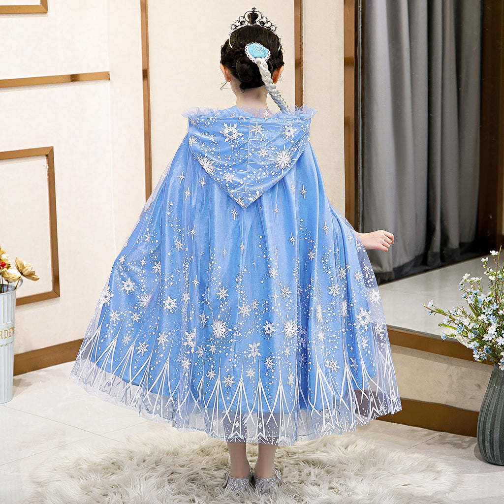 New Frozen Princess Hooded Cape Cloak Elsa costume for Girls ...