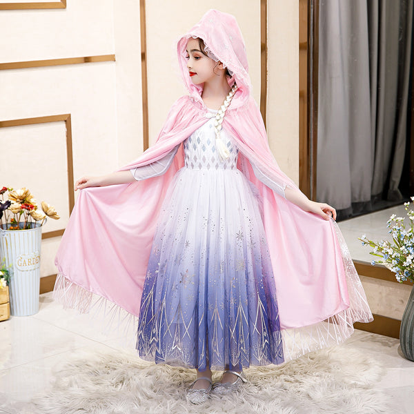 New Frozen Princess Hooded Cape Cloak Elsa costume for Girls ...